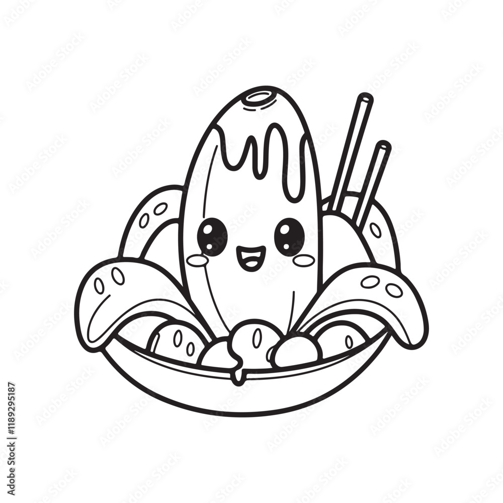 kawaii food Coloring page, Bold and easy Coloring Page, kawaii coloring ...