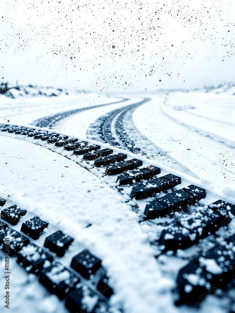 Grunge vector background with texture of tire tracks on snow. UHD 4K ...