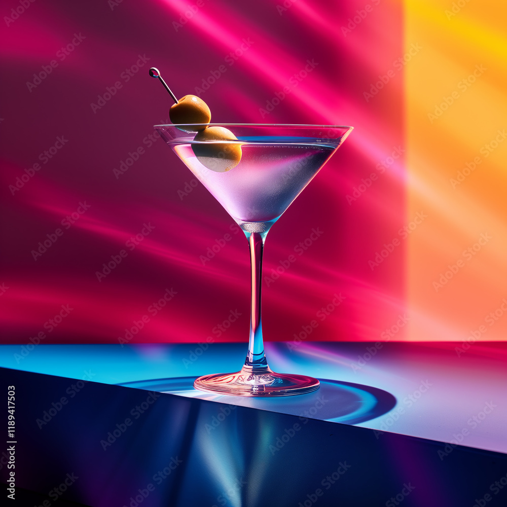 Classic Martini cocktail on a colorful background Stock Photo | Adobe Stock