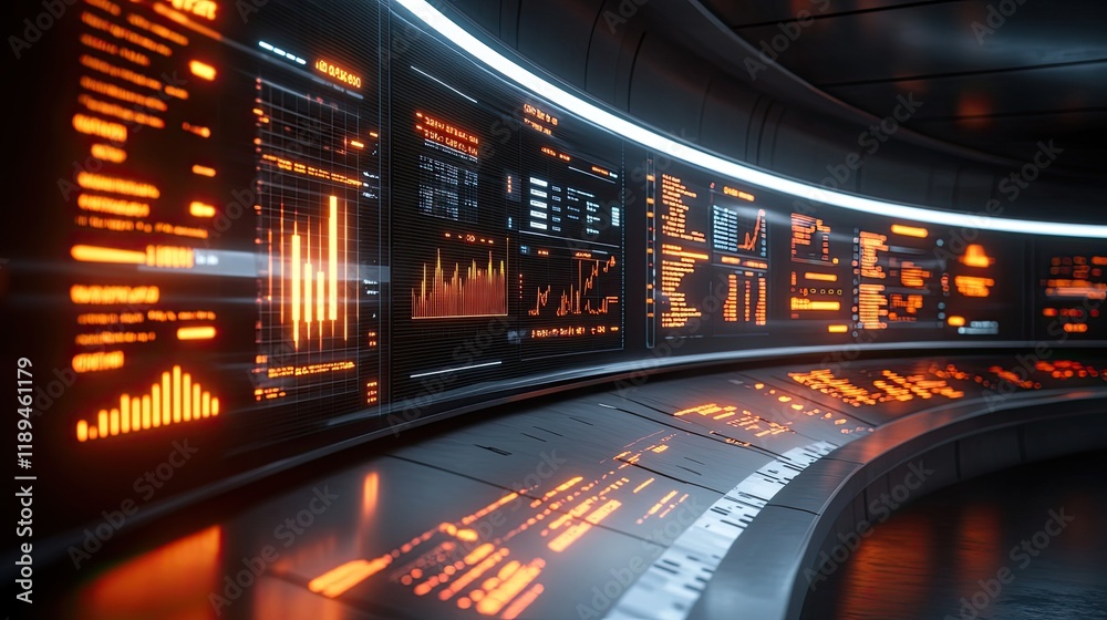 futuristic photo of loan approval interface displayed on curved digital ...