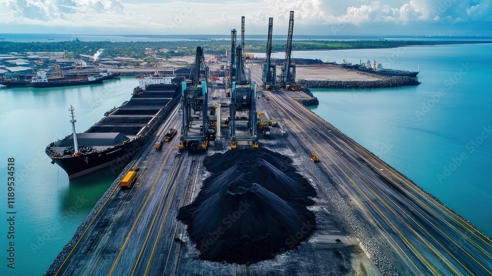 Industrial port activities, loading and unloading of coal or batu bara ...