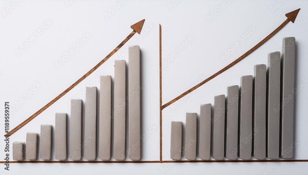 Foto de Stock Two intersecting curve graphs, one rising and one falling ...