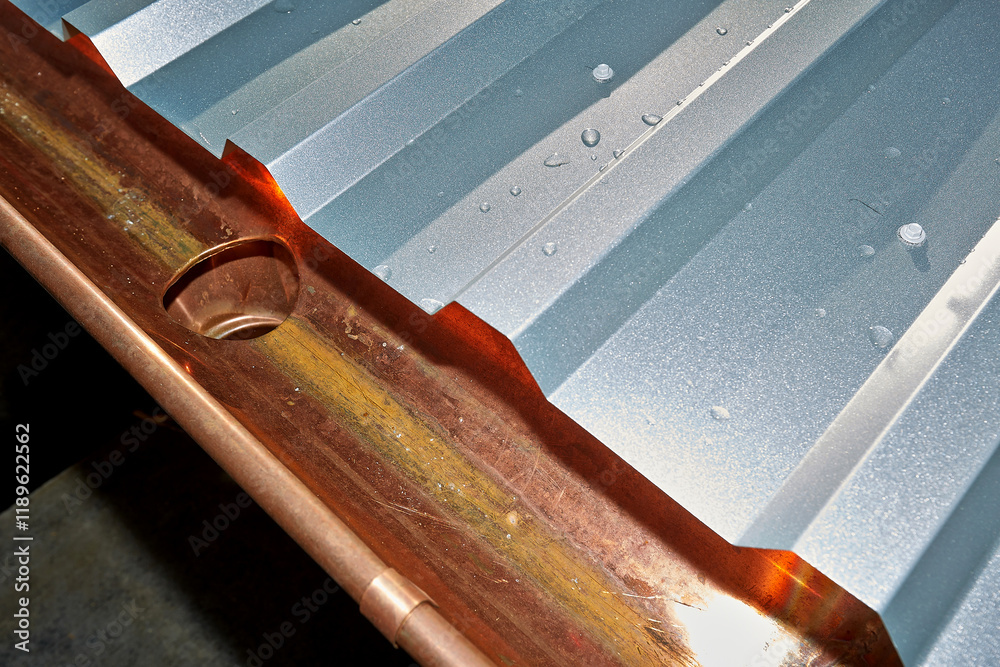 kupfer blech flachdach Stock Photo | Adobe Stock