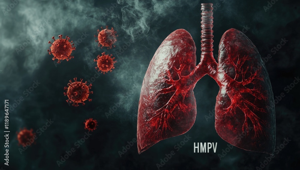 Visual representation of HMPV affecting the lungs, highlighting its ...
