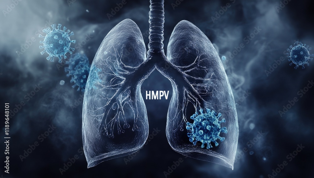 Visual representation of HMPV affecting the lungs, highlighting its ...