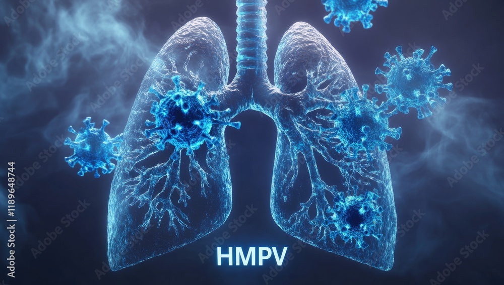 Visual representation of HMPV affecting the lungs, highlighting its ...