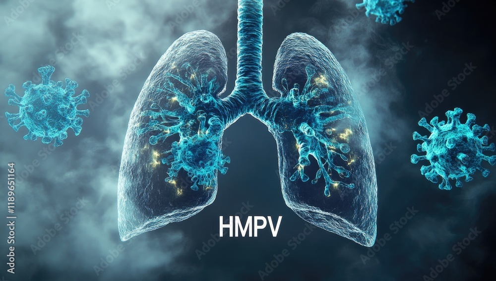 Visual representation of HMPV affecting the lungs, highlighting its ...