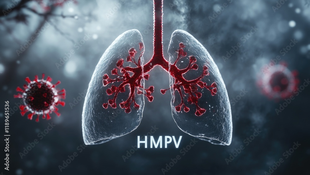 Visual representation of HMPV affecting the lungs, highlighting its ...