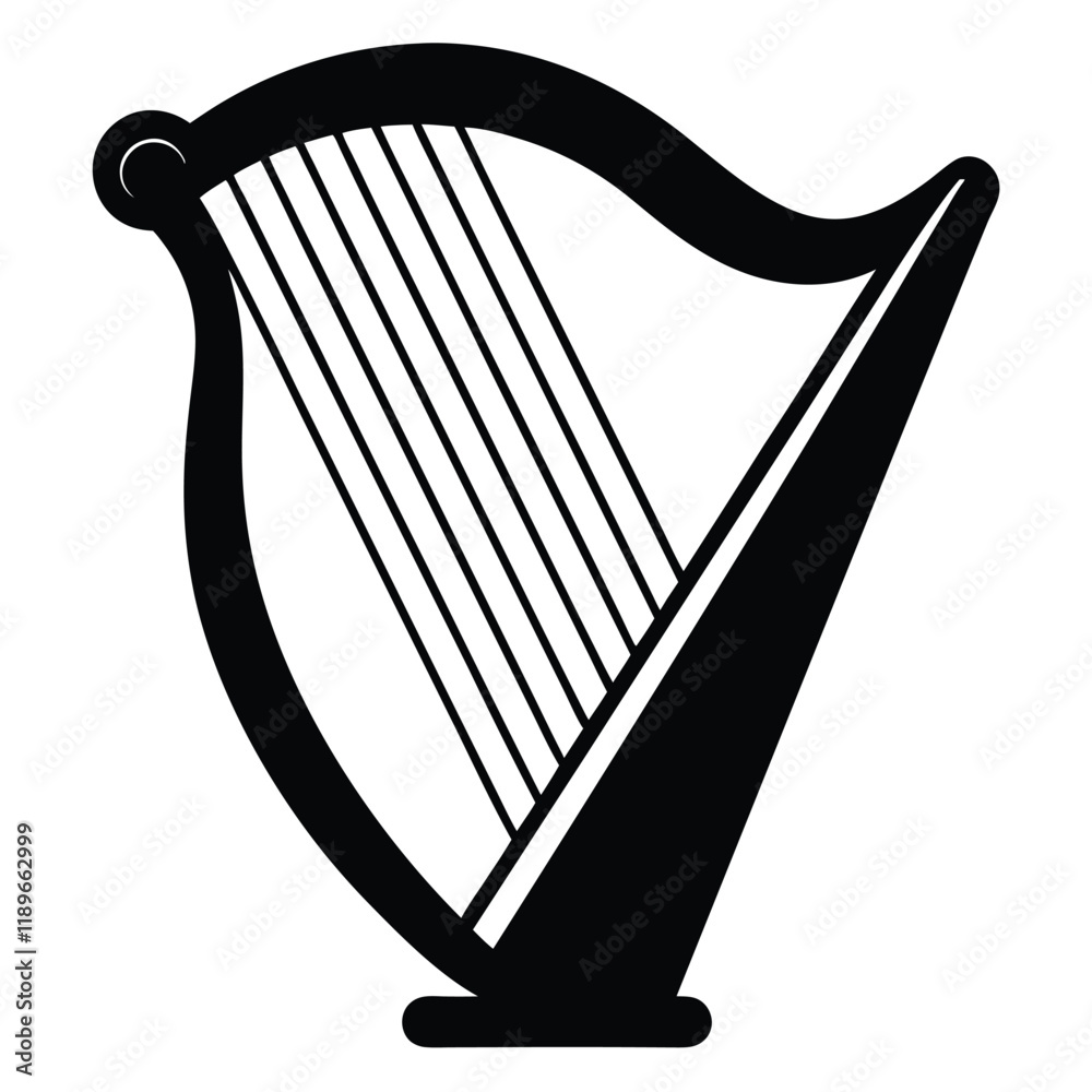 Irish Harp Silhouette Icon, St. Patrick’s Day Symbol, Irish Festival ...