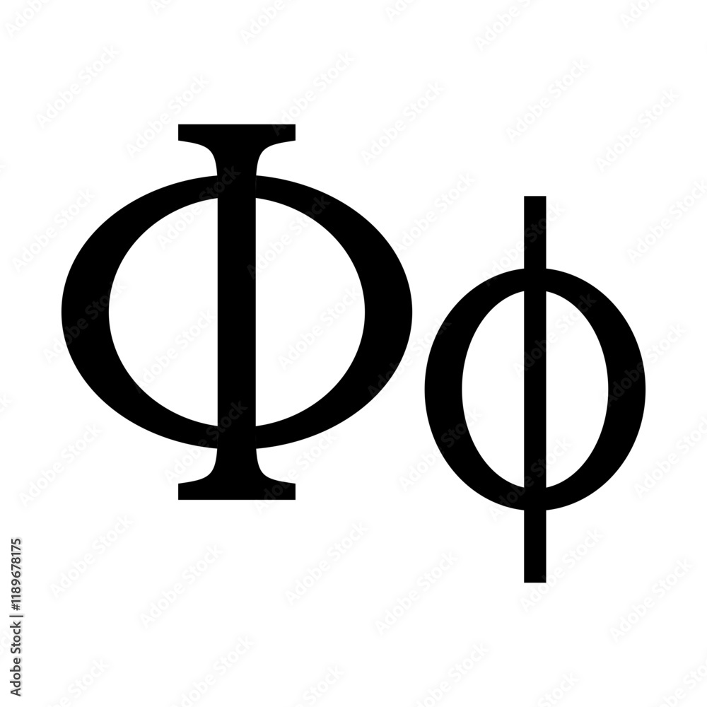 Yunani alphabet icon letter phi Stock Vector | Adobe Stock