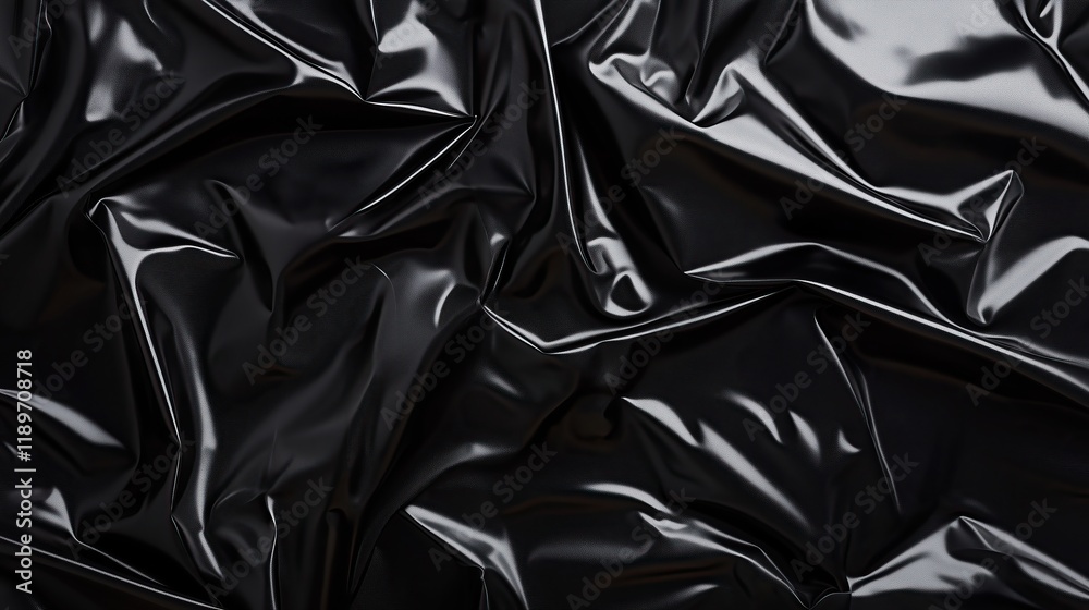 top view on black abstract shiny latex texture background Stock ...