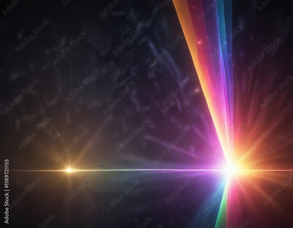 Gradient prism light flares with shimmering colors and rainbow color on ...