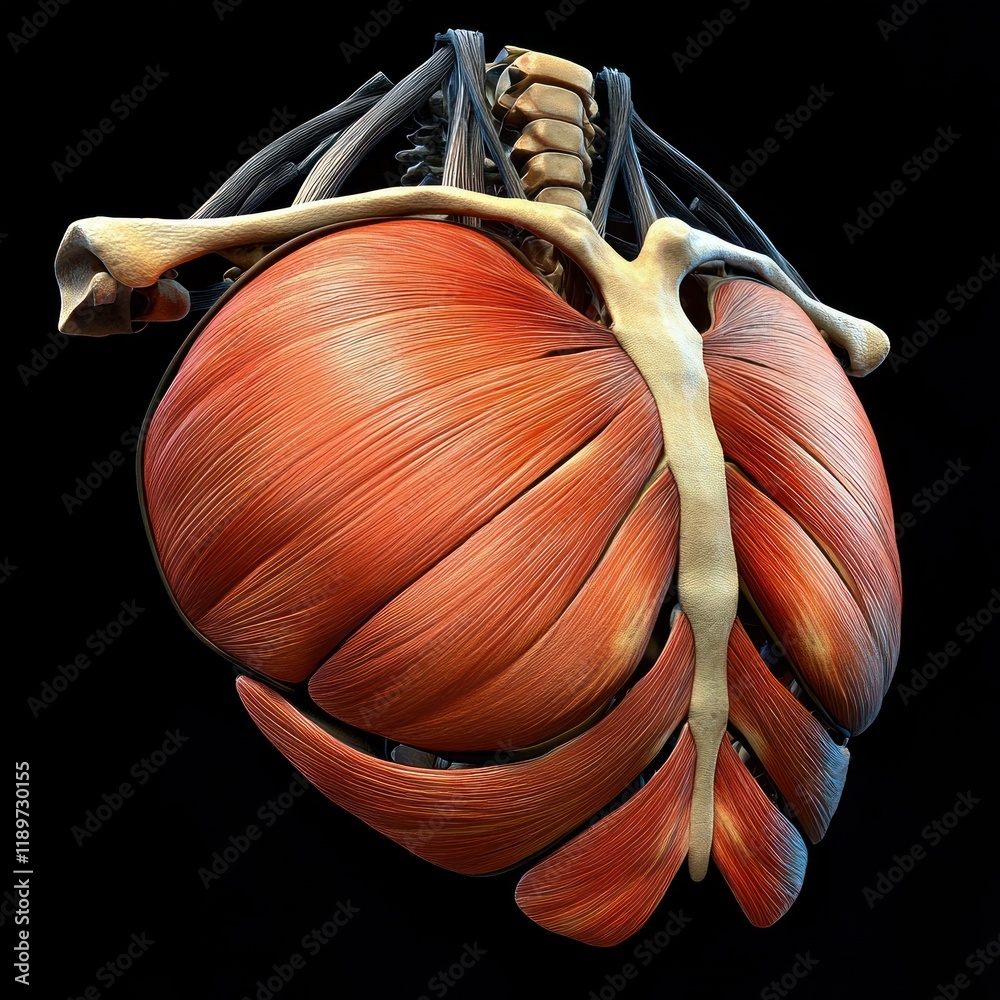 Pectoral Muscle Anatomical Illustration Detailed Anatomy Structure ...