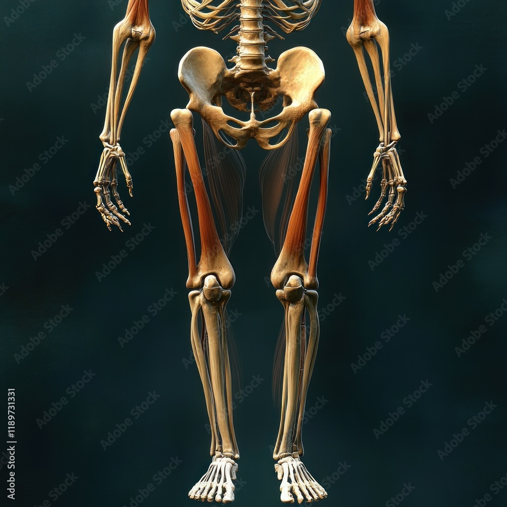 Hyper-realistic Illustration of Human Skeleton with Highlighted Vastus ...