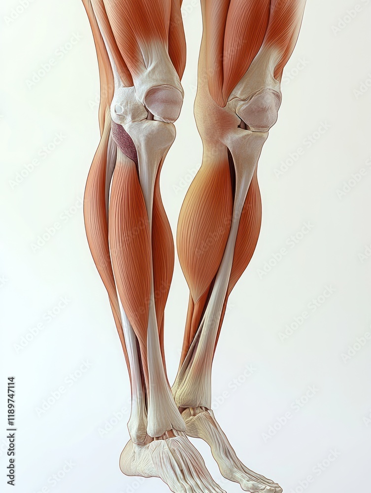 Realistic Anatomy Illustration of Hamstring Muscles Semitendinosus ...