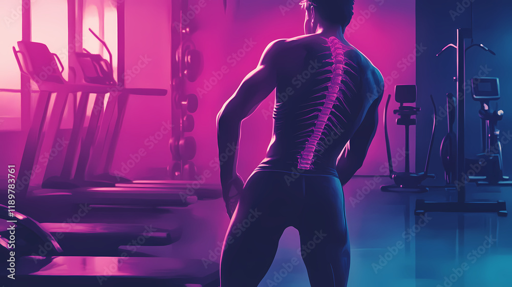 A person experiencing lower back pain with a highlighted spine and ...
