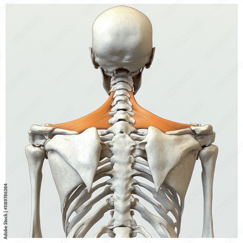 Human Skeleton Rear View Anatomy of Spine and Shoulder Blades Detailed ...