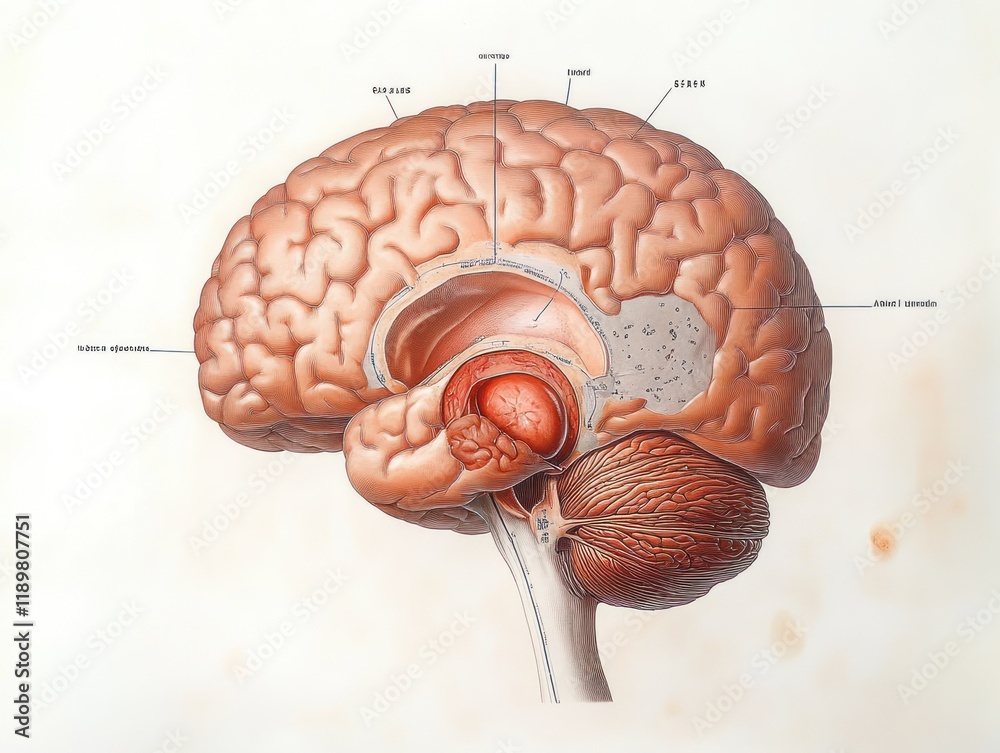 Ilustración de Stock Detailed Anatomical Illustration of Human Brain ...