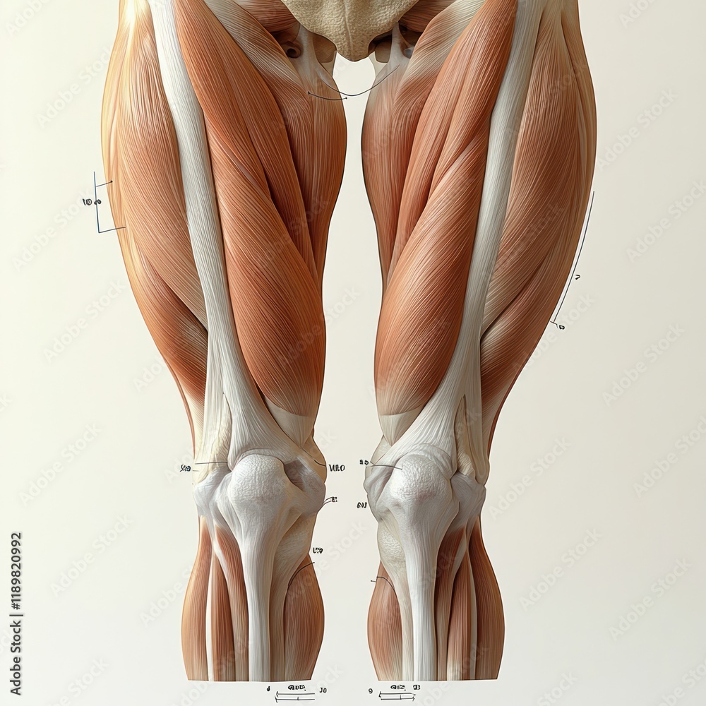 Anterior Quadriceps Muscles Illustration Labeled Anatomy Thigh Leg Male ...