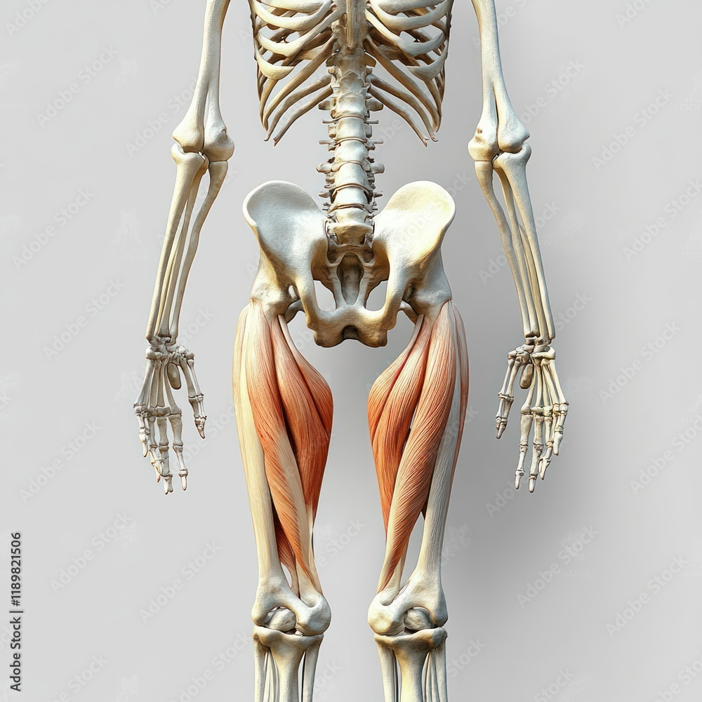Human Skeleton Anterior View Hip Adductor Complex Muscles Thigh Anatomy ...