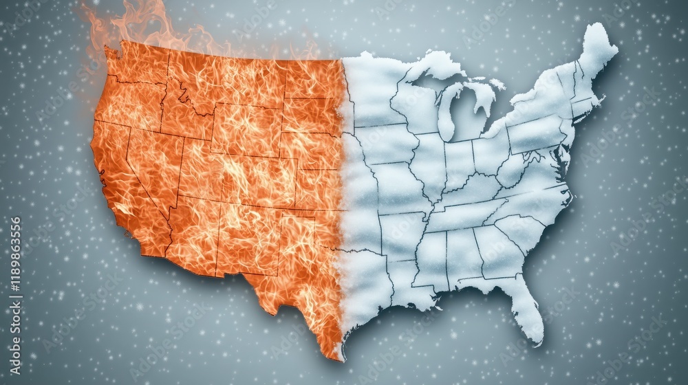 Visual Representation of the United States Split Between Fire and Ice ...