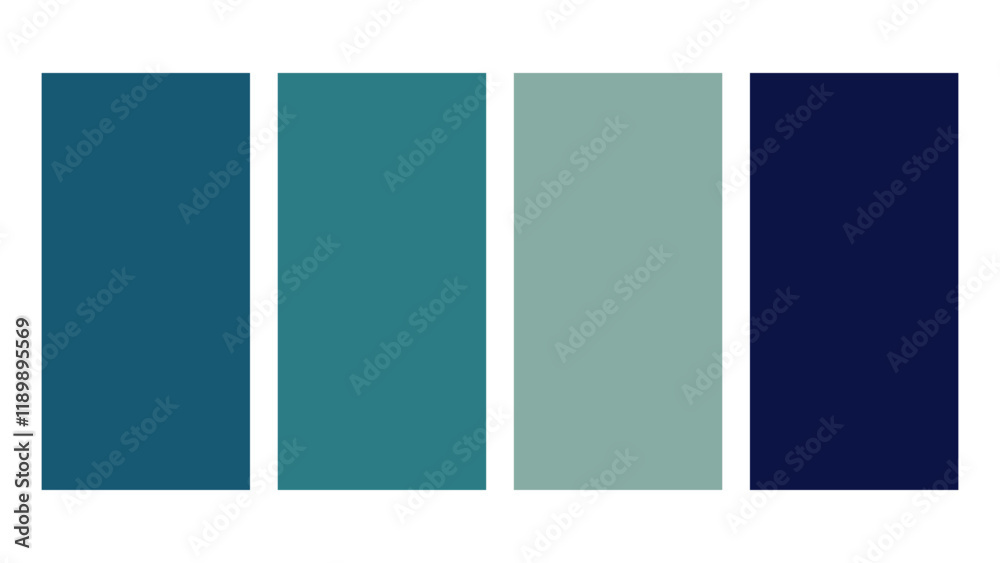 Teal Green, Teal, Seafoam Green, Royal Blue color palette. Set of ...