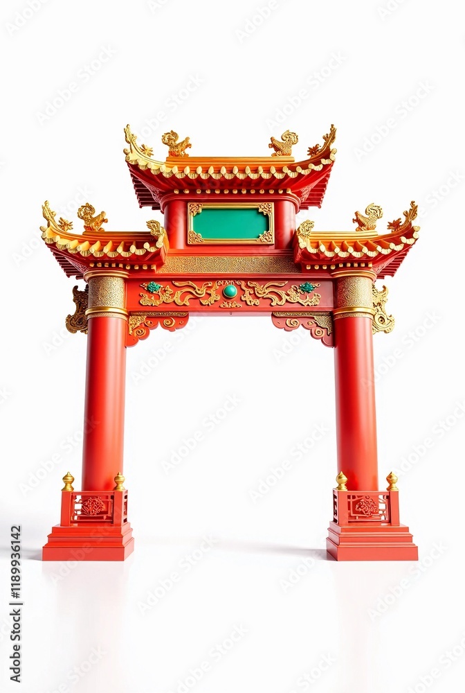 Red chinese temple gate isolated on white background. Generate AI Stock ...
