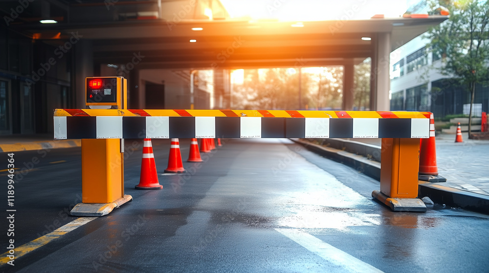 Security system for building access - barrier gate stop with toll booth ...