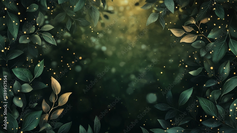 Asymmetrical border design with dense foliage clustering at corners ...