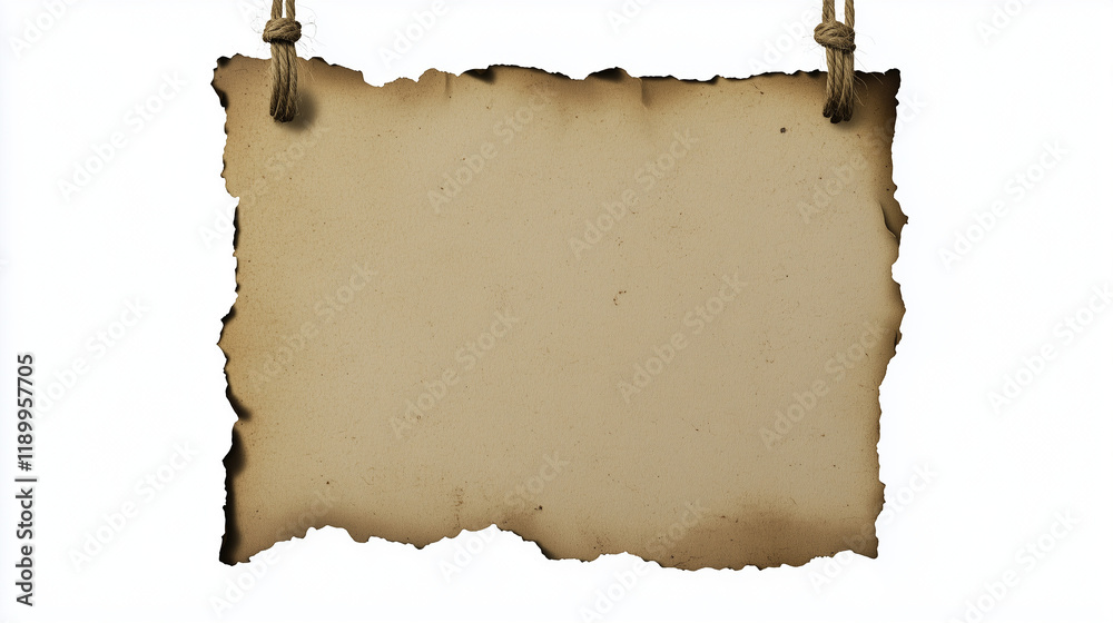 old torn and grunge poster paper sheet announcement sign hanged as ...