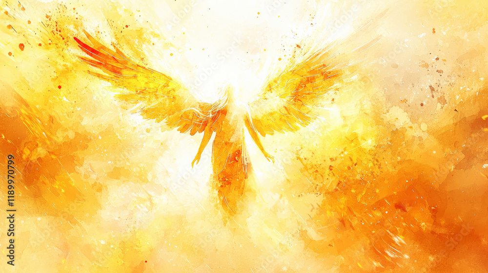 Watercolor painting depicting a stained-glass window illustrating the ...