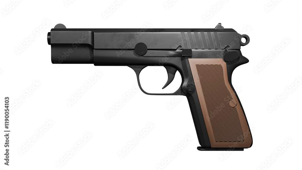Pistol gun 3D render isolated on transparent background, PNG Stock ...