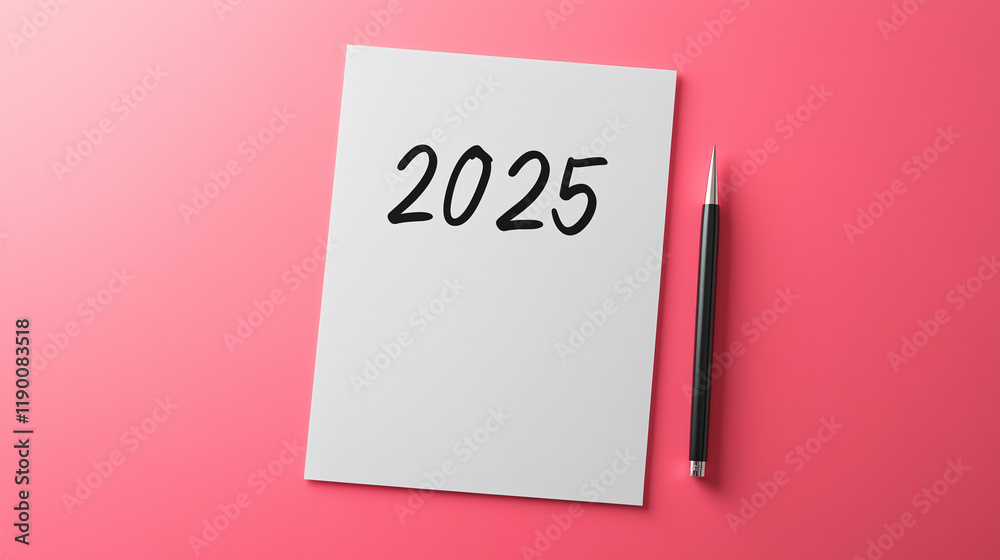 New year plan, a blank white sheet of paper with "2025", handwritten ...