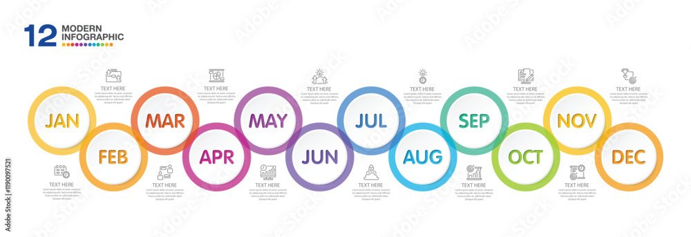 Infographic for presentation 12 months in 4 quarter can used for ...