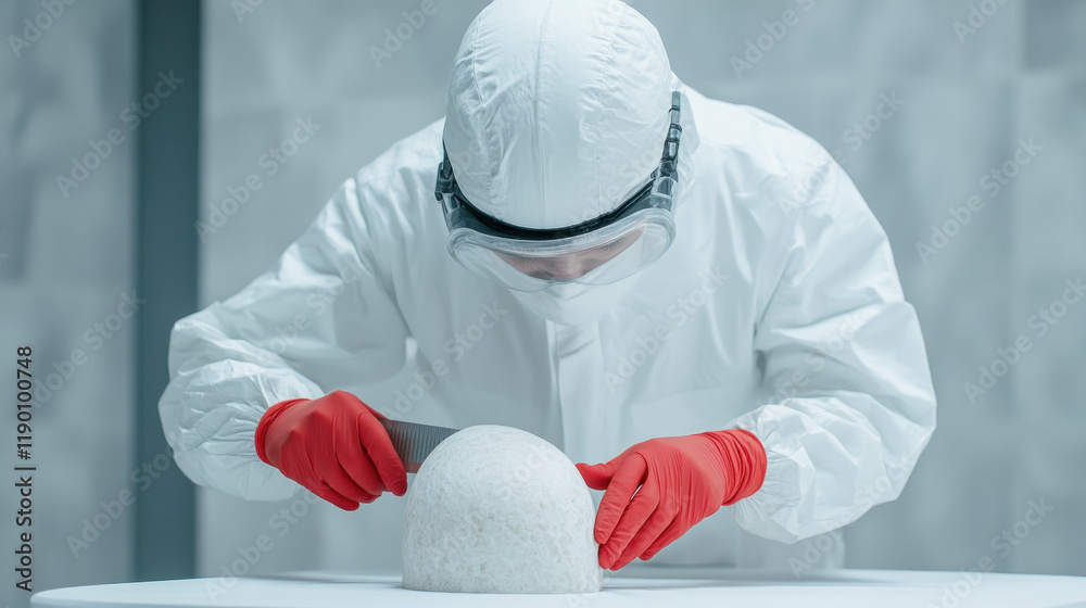 AUTOPSY, A forensic specialist is seen using a bone saw in a detailed ...