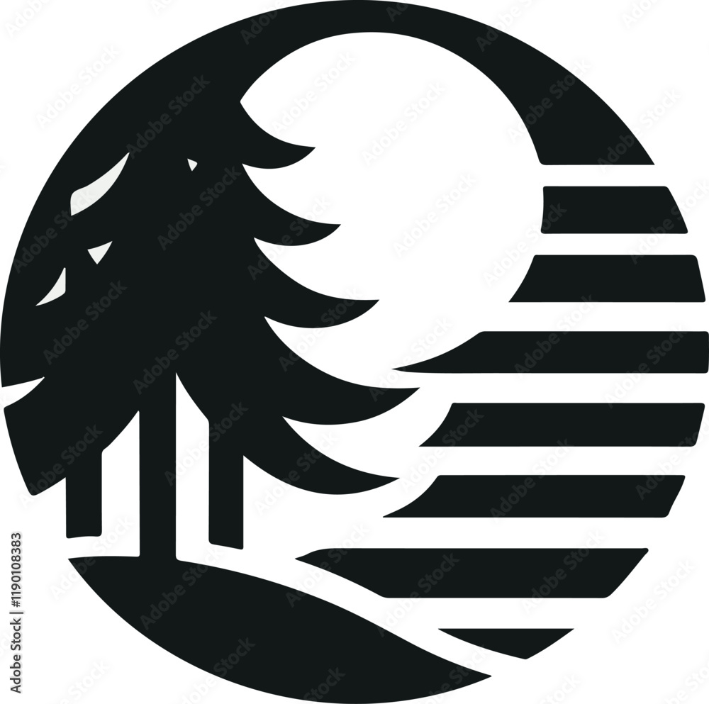 Natural symbol logo icon silhouette vector sketch for growing company ...