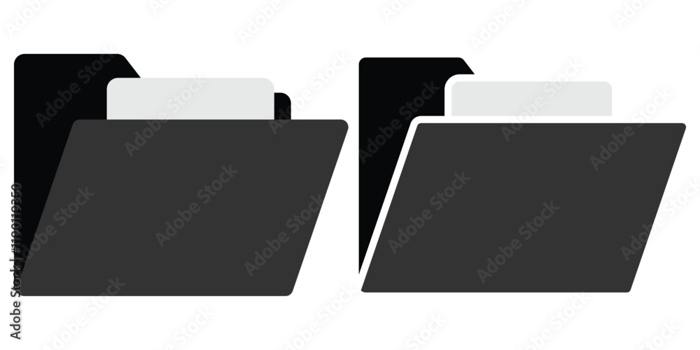 Desktop folder icon. Folder icon set. Office document folder vector symbol. Empty file thin line ...