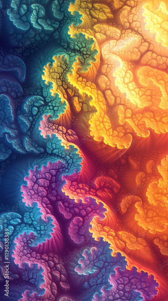AI-generated fractal patterns that expand infinitely with complex shapes and structures ...