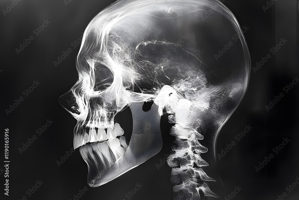 Human Skull X-Ray: A Detailed Profile View Revealing the Intricate ...