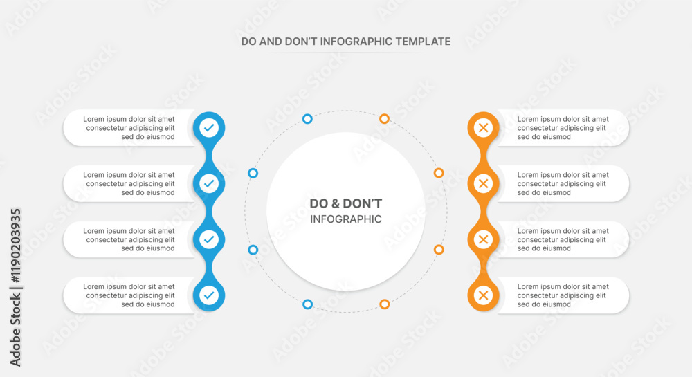 Dos and Don'ts, Pros and Cons, Vs, Versus Comparison Circle Infographic Design Template Stock ...