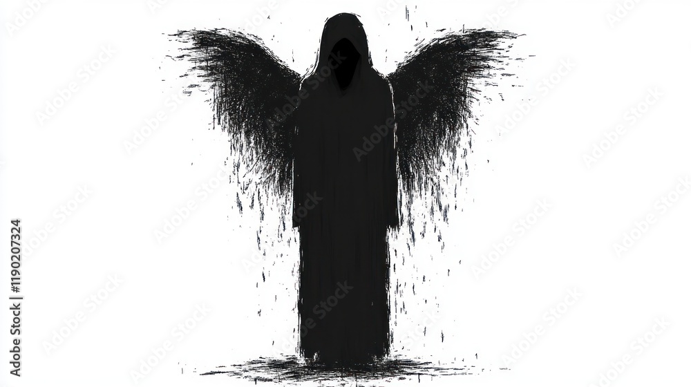 Fallen Angel: Silhouette of a Hooded Woman in Black with Wings - AI ...