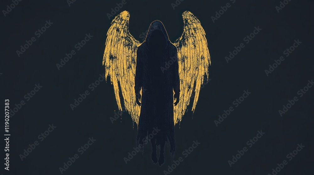 Fallen Angel: Silhouette of a Hooded Woman in Black with Wings - AI ...
