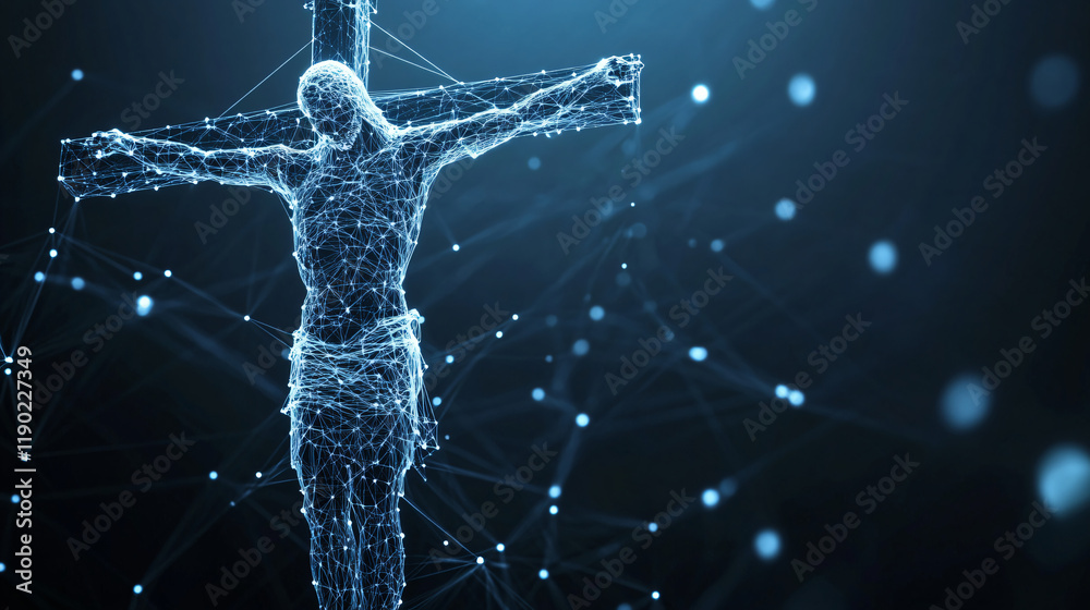 Crucifixion Of Jesus Christ. Low polygon, particle, and triangle style ...