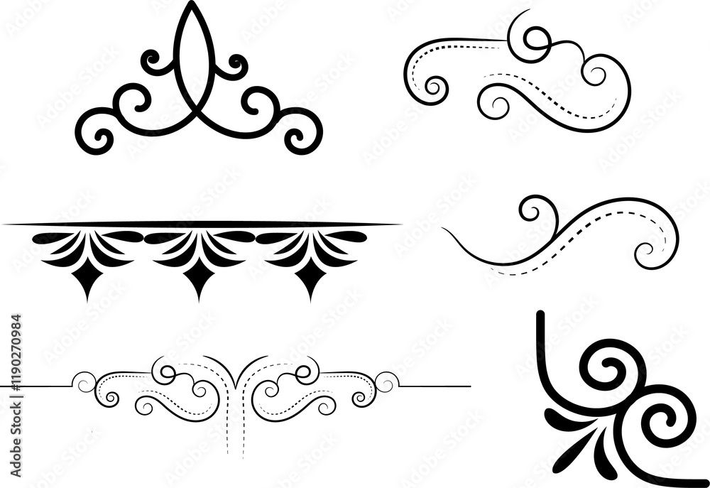 Baroque Scroll as Element of Ornament and Graphic Design with Spirals ...