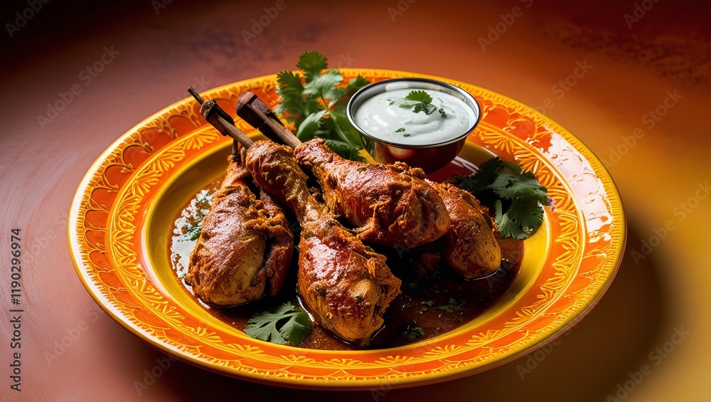 indian chicken tandori recipe ,indian food Stock Photo | Adobe Stock
