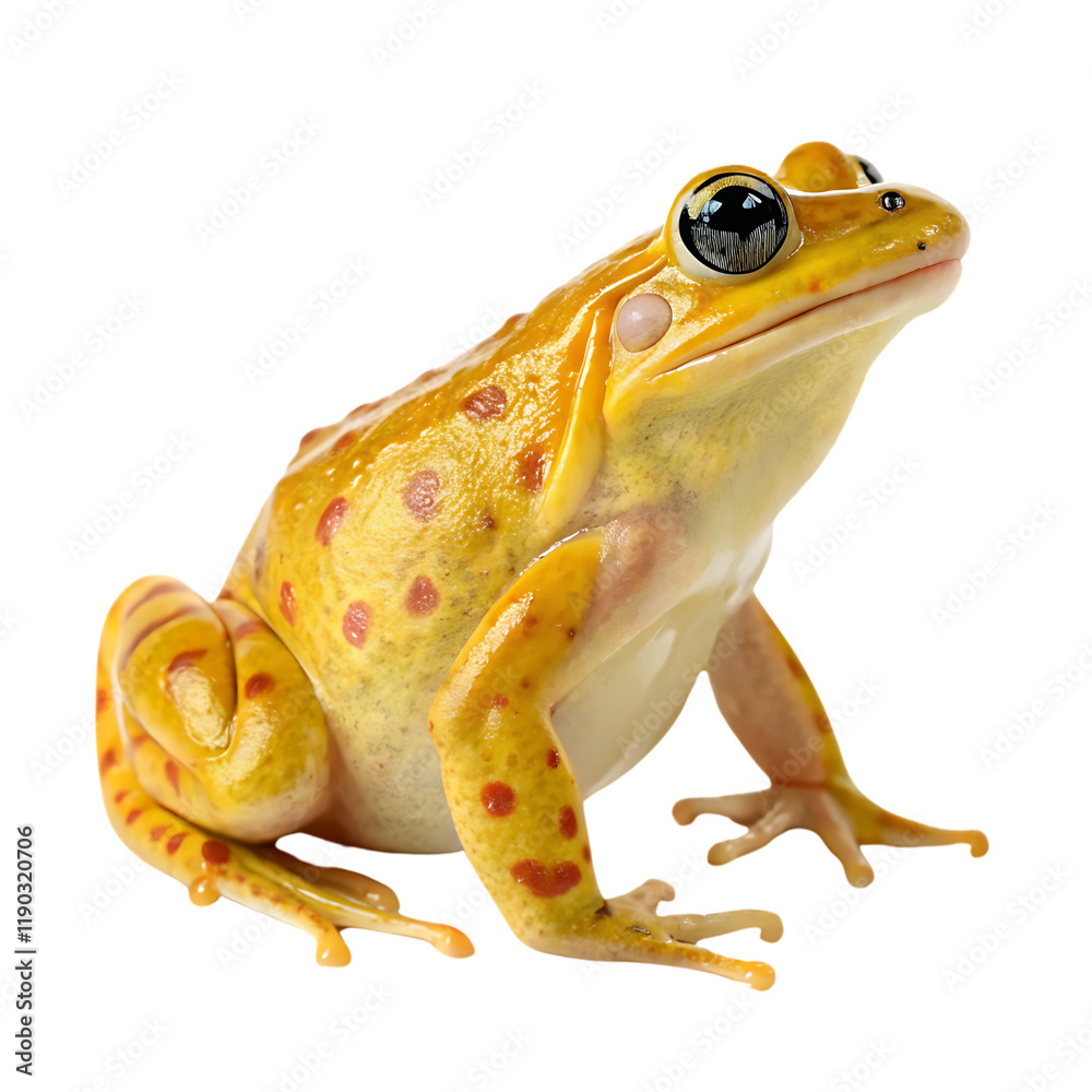 Yellow frog with red spots on its back. On transparent background. Png ...