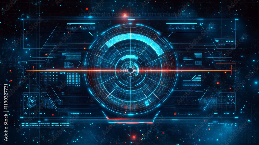 HUD aim control frame interface futuristic target screen. Vector ski-fi ...