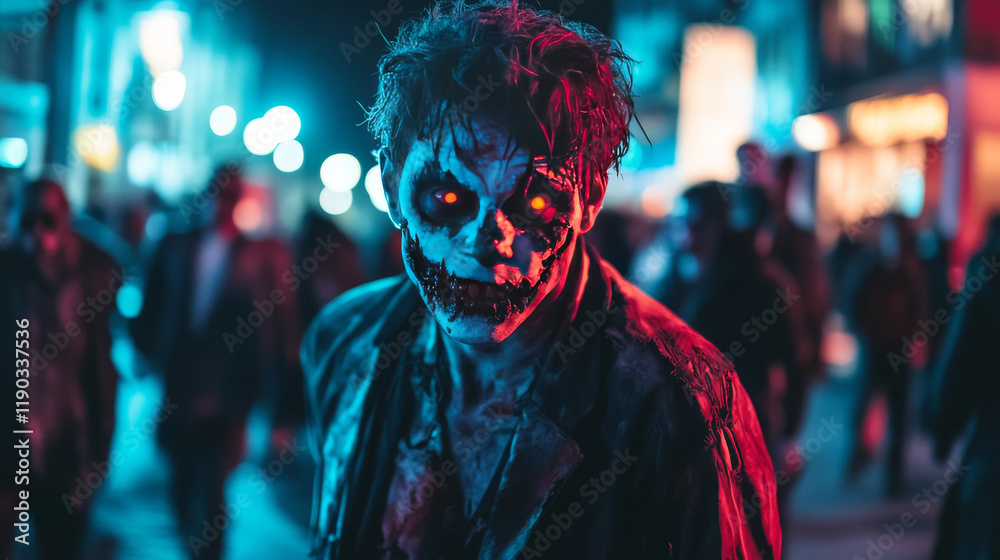 Halloween horror night party vector poster with frame of screaming ...