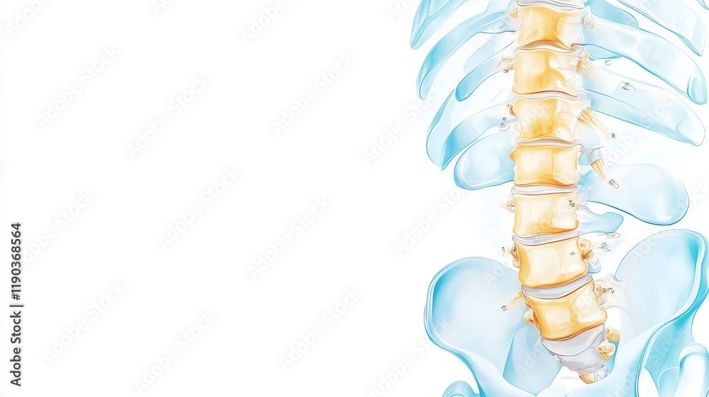 Detailed skeletal structure with spinal column as centerpiece ...