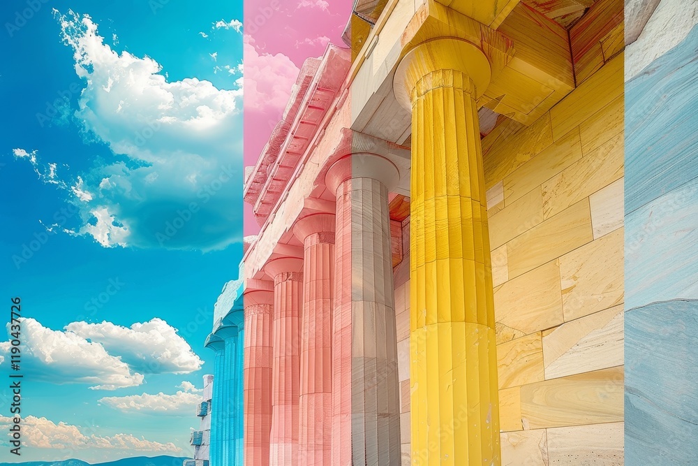 Vibrant Color Palette Experiment on Ancient Greek Columns, Experiment ...